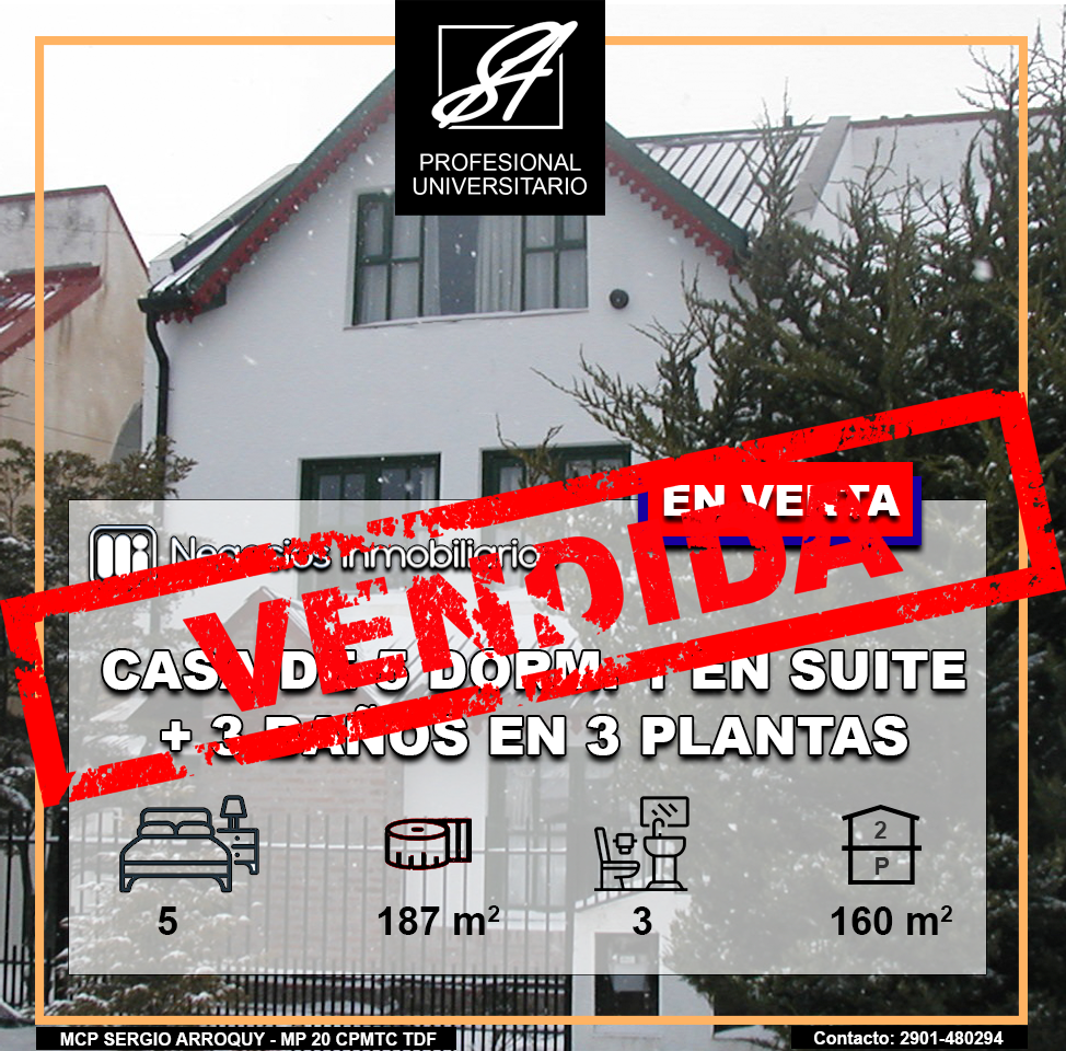 VENDIDA casa de 5 dormitorios y 3 baños | INMOBILIARIA NEGOCIOS ...